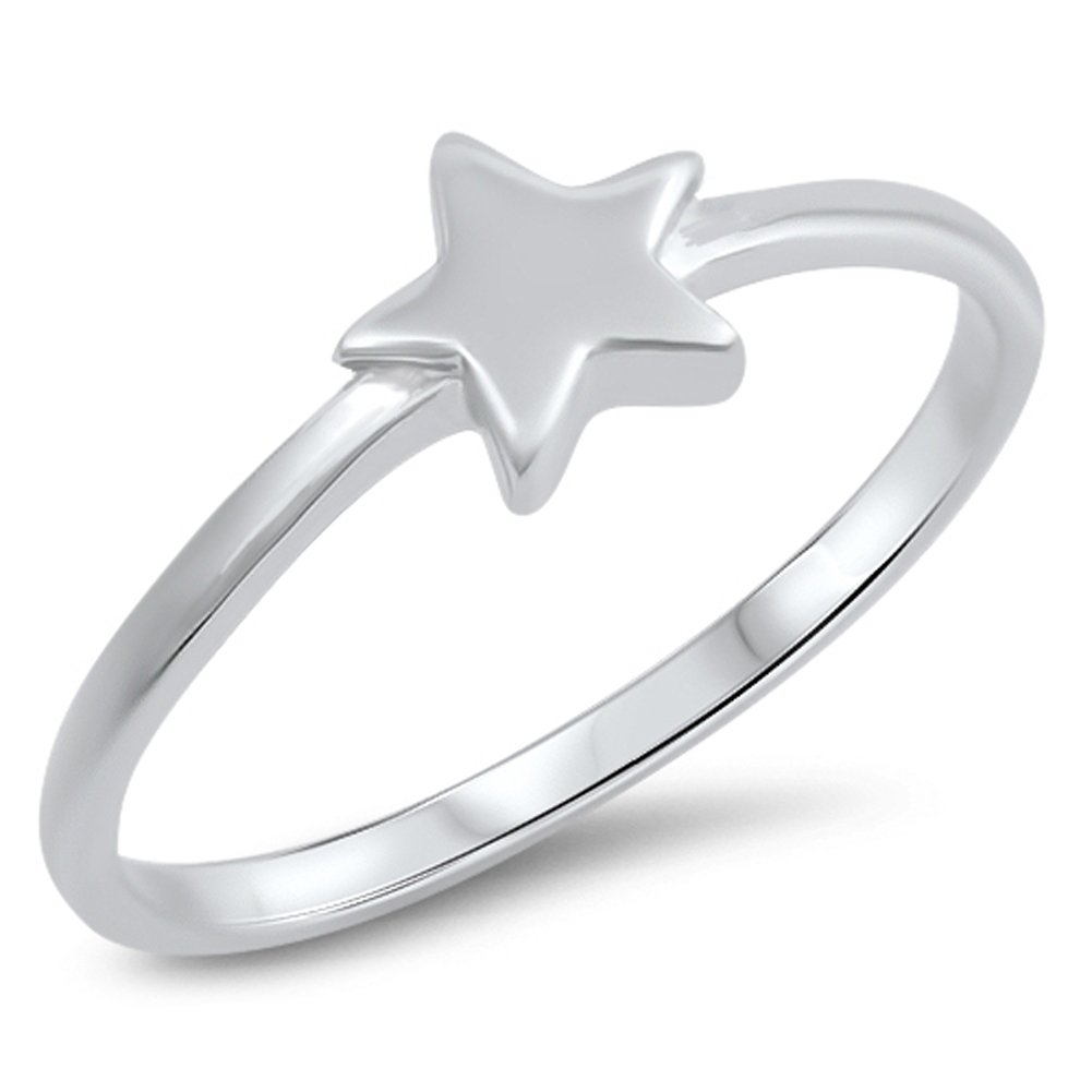 Classic Star Ring New .925 Sterling Silver Cute Simple Band Size 5