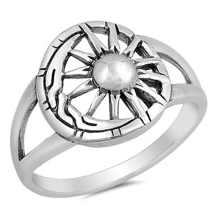 sun moon universe amazing detail ring new .925 sterling silver band size 8