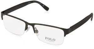 polo ralph lauren men's ph1164 rectangular prescription eyewear frames, matte black/demo lens, 56 mm