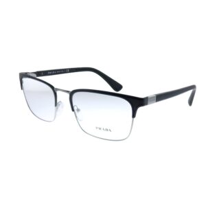 prada heritage pr 54tv 1bo1o1 matte black metal rectangle eyeglasses 53mm