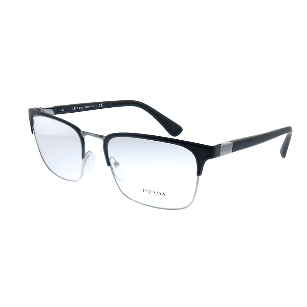 Prada Heritage PR 54TV 1BO1O1 Matte Black Metal Rectangle Eyeglasses 53mm