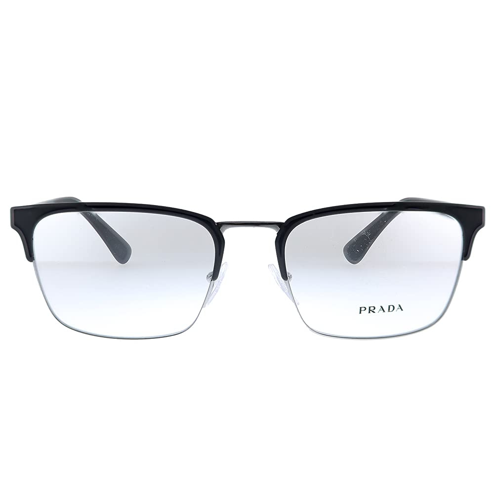 Prada Heritage PR 54TV 1BO1O1 Matte Black Metal Rectangle Eyeglasses 53mm