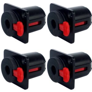 cess black 1/4" jacks ts and trs panel mount jack locking style d series size - 1/4 inch female stereo and mono/trs and ts audio socket - 6.35mm stereo and mono socket (4 pack)