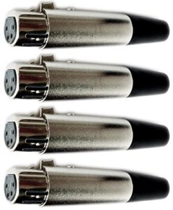 cess 4-pin xlr cable female connector adapter for mic microphone - 4 pin xlr jack (4 pack)