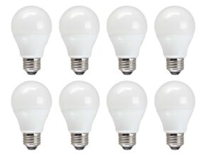 tcp 60 w equivalent, value led a19 light bulbs, non-dimmable, soft white (8 pack)