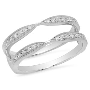 dazzlingrock collection 0.22 carat (ctw) 14k round diamond anniversary wedding band guard ring 1/4 ct, white gold, size 5