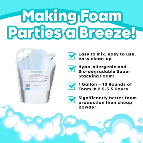 Foam Daddy Foam Machine Gel Solution - Professional Super Stacking Foam Machine Refill, 10 Rounds, Foam Machine Fluid that Makes 400 Gallons of Foam Party Fun! - 1 Gallon