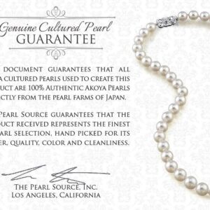 The Pearl Source 14K Gold 7-7.5mm AAA Quality White Triple Japanese Akoya Saltwater Cultured Pearl Bracelet for Women