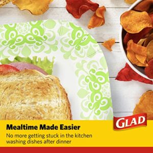 Glad Tabletop Square Disposable Paper Plates for All Occasions | Soak Proof, Cut Proof, Microwaveable Heavy Duty Disposable Plates | 50 Count (Pack of 1),Green