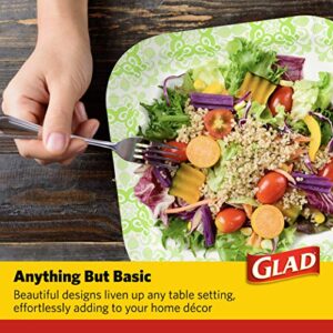 Glad Tabletop Square Disposable Paper Plates for All Occasions | Soak Proof, Cut Proof, Microwaveable Heavy Duty Disposable Plates | 50 Count (Pack of 1),Green