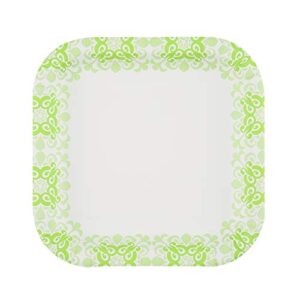 Glad Tabletop Square Disposable Paper Plates for All Occasions | Soak Proof, Cut Proof, Microwaveable Heavy Duty Disposable Plates | 50 Count (Pack of 1),Green