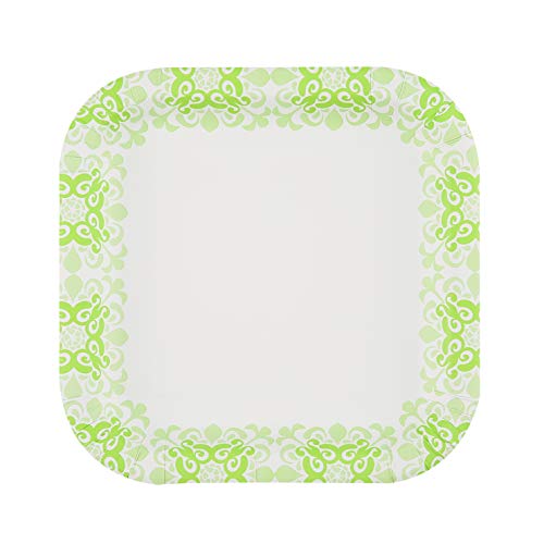 Glad Tabletop Square Disposable Paper Plates for All Occasions | Soak Proof, Cut Proof, Microwaveable Heavy Duty Disposable Plates | 50 Count (Pack of 1),Green