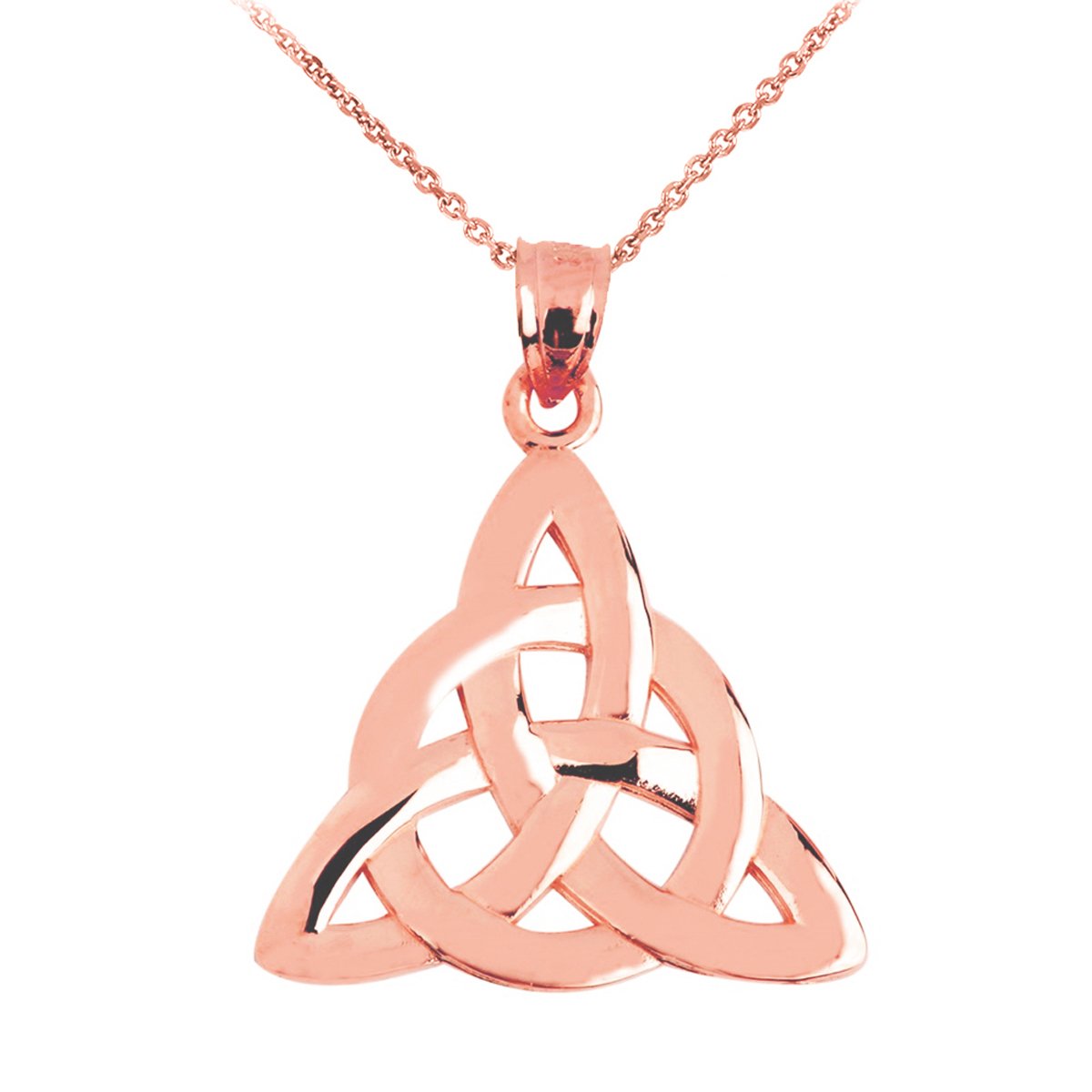 Sideways Crosses 10k Rose Gold Celtic Trinity Knot Pendant Necklace (16)