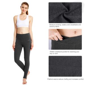 BALEAF Leggings for Women with Pockets Tummy Control Compression Workout Athletic Running High Waisted Yoga Pants Charcoal M