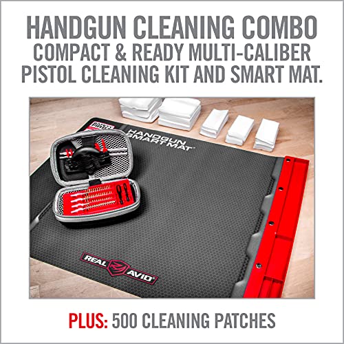 Real Avid Handgun Cleaning Kit and Cleaning Mat Combo Complete Pistol Cleaning Kit with Parts Tray and Gun Cleaning Supplies for 22, .357, .38, .380, 9mm, .40, .41, .44 and .45 Caliber Gun Cleaning