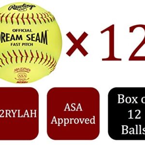 Rawlings | Official DREAM SEAM Fastpitch Softballs | 12" USA / ASA NFHS | C12RYLAH | 12 Count