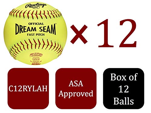 Rawlings | Official DREAM SEAM Fastpitch Softballs | 12" USA / ASA NFHS | C12RYLAH | 12 Count