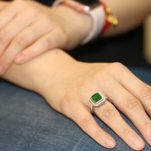 5.00 Ct Vintage Women's 925 Sterling Silver Octagon Cut Nano Emerald Ring, 8