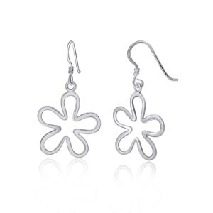 hoops & loops 925 sterling silver groovy 60s 70s mod flower power floral dangle drop hook earrings for women teen girls, silver