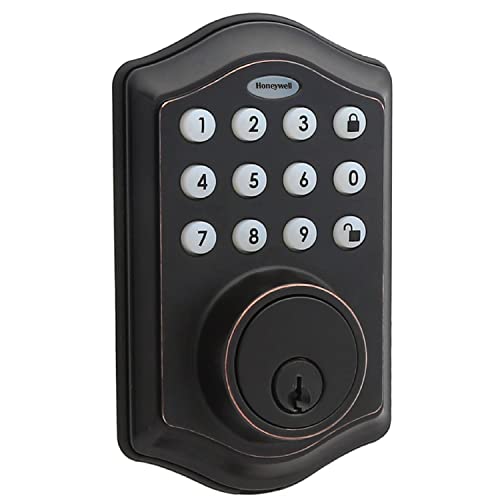 Honeywell Safes & Door Locks - Keyless Entry Door Lock with Smart Electronic Keypad Deadbolt - Easy Installation & 50 Different Pin Codes - Auto Lock - Oil Rubbed Bronze - 2.9 x 2 x 6.2 in - 8712409