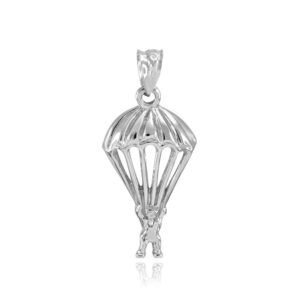 solid 925 sterling silver skydiving parachuter charm pendant