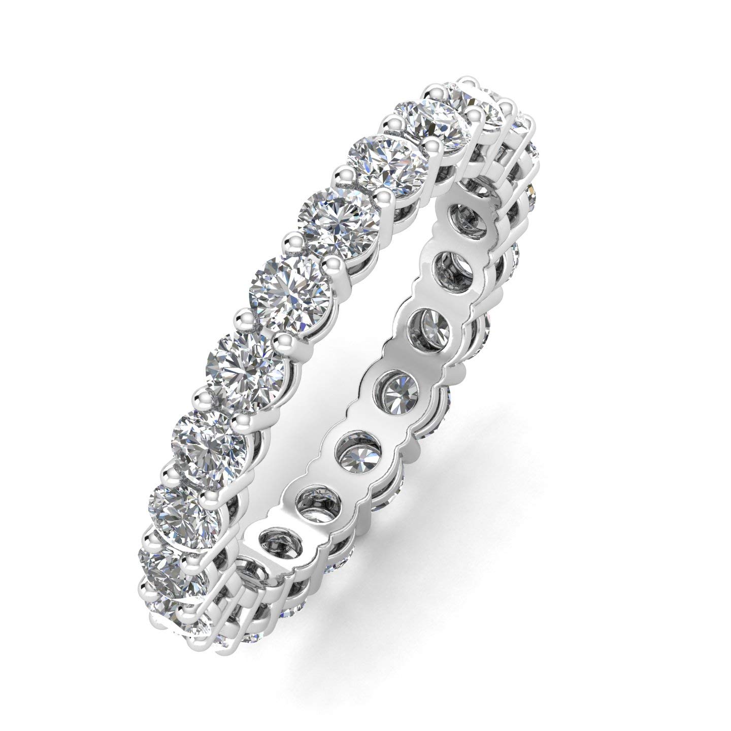 2.00 Carat TW Natural Diamond Eternity Band in 14k White Gold (H-I, I2-I3)