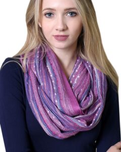 anika dali women's shimmer sparkle infinity scarf- festival boho bliss fashion scarf (french lilac purple)