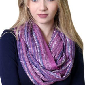 Anika Dali Women's Shimmer Sparkle Infinity Scarf- Festival Boho Bliss Fashion Scarf (French Lilac Purple)