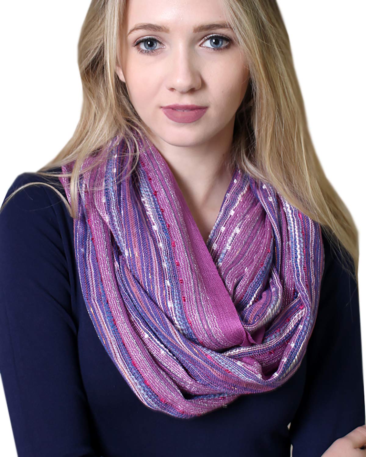 Anika Dali Women's Shimmer Sparkle Infinity Scarf- Festival Boho Bliss Fashion Scarf (French Lilac Purple)