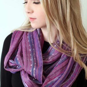 Anika Dali Women's Shimmer Sparkle Infinity Scarf- Festival Boho Bliss Fashion Scarf (French Lilac Purple)