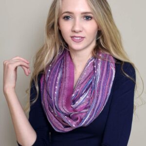 Anika Dali Women's Shimmer Sparkle Infinity Scarf- Festival Boho Bliss Fashion Scarf (French Lilac Purple)