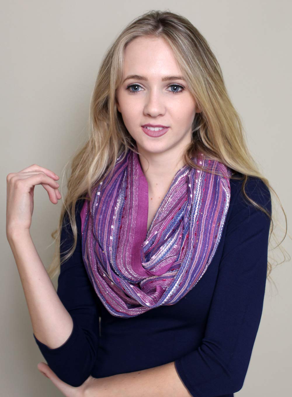 Anika Dali Women's Shimmer Sparkle Infinity Scarf- Festival Boho Bliss Fashion Scarf (French Lilac Purple)