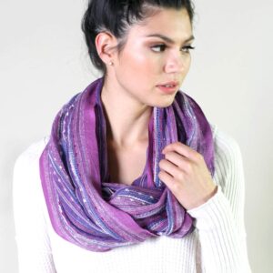 Anika Dali Women's Shimmer Sparkle Infinity Scarf- Festival Boho Bliss Fashion Scarf (French Lilac Purple)