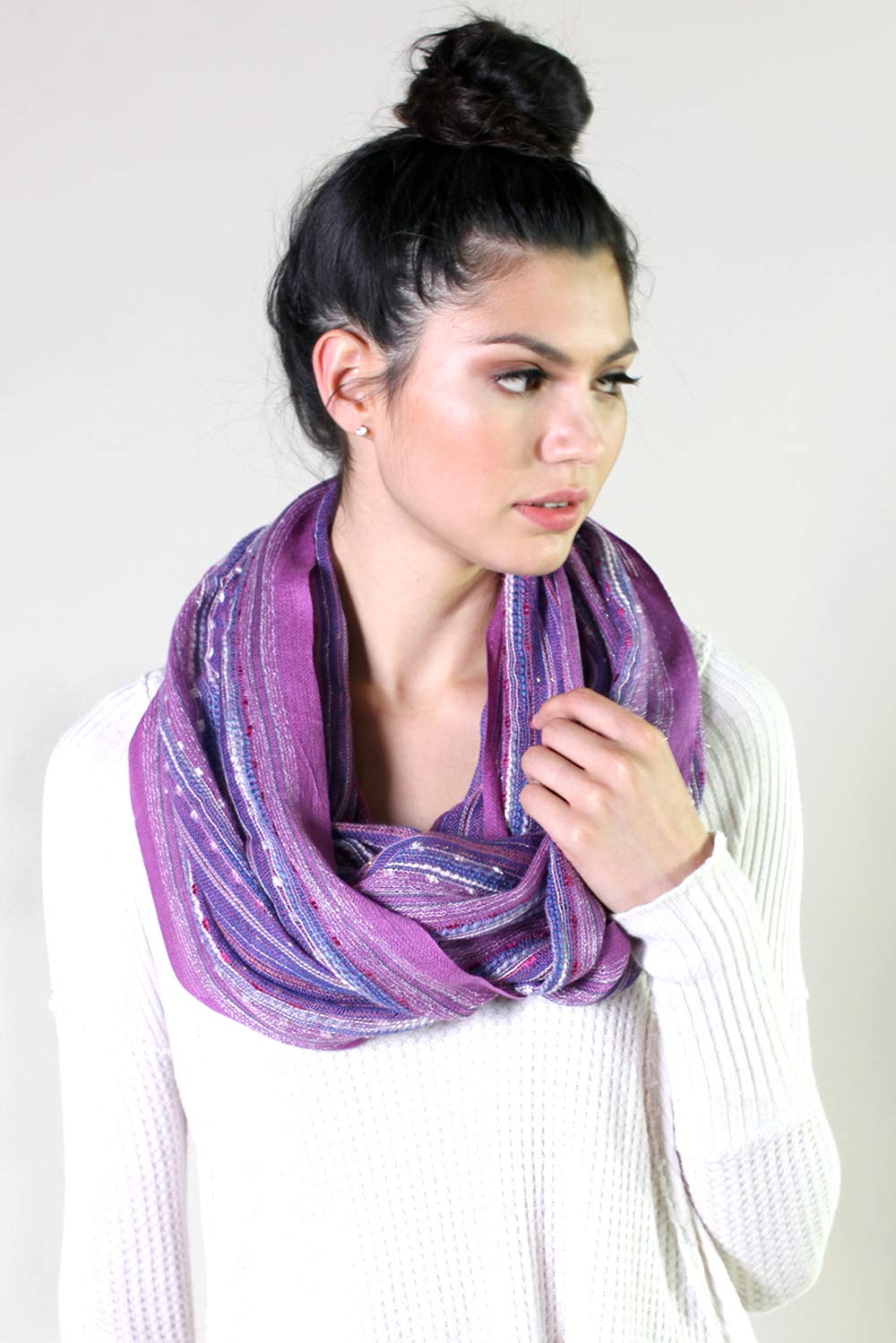 Anika Dali Women's Shimmer Sparkle Infinity Scarf- Festival Boho Bliss Fashion Scarf (French Lilac Purple)