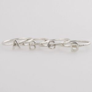 FashionJunkie4Life Sterling Silver Letter B Ring, Sizes 5-10, Initials Words Stacking Bands (9)