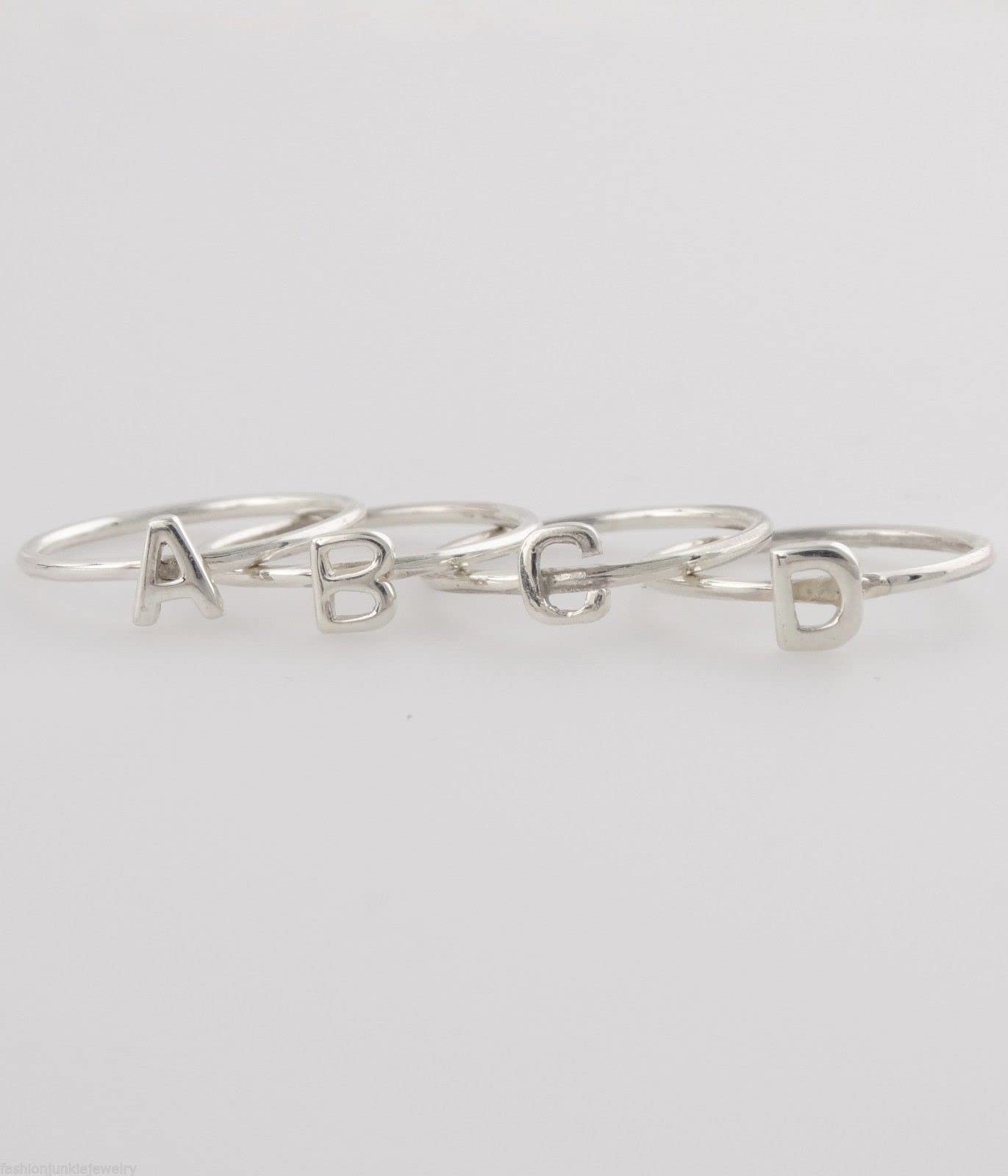 FashionJunkie4Life Sterling Silver Letter B Ring, Sizes 5-10, Initials Words Stacking Bands (9)