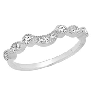 dazzlingrock collection 0.15 carat (ctw) 14k round cut diamond wedding stackable contour guard band, white gold, size 7