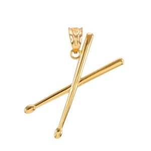 10k yellow gold 3d drum sticks music charm pendant