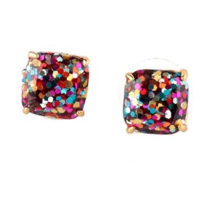 Kate Spade New York Mini Small Square Studs Earrings Multi Glitter One Size