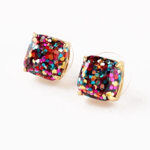 Kate Spade New York Mini Small Square Studs Earrings Multi Glitter One Size