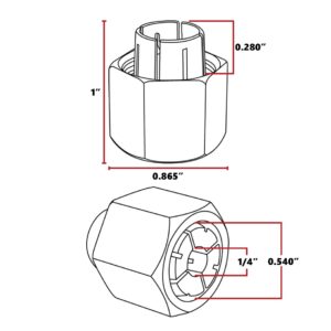 Big Horn 19691 1/4" Router Collet Replaces Dewalt 326286-04, Bosch 2610906283 & Hitachi 323-293