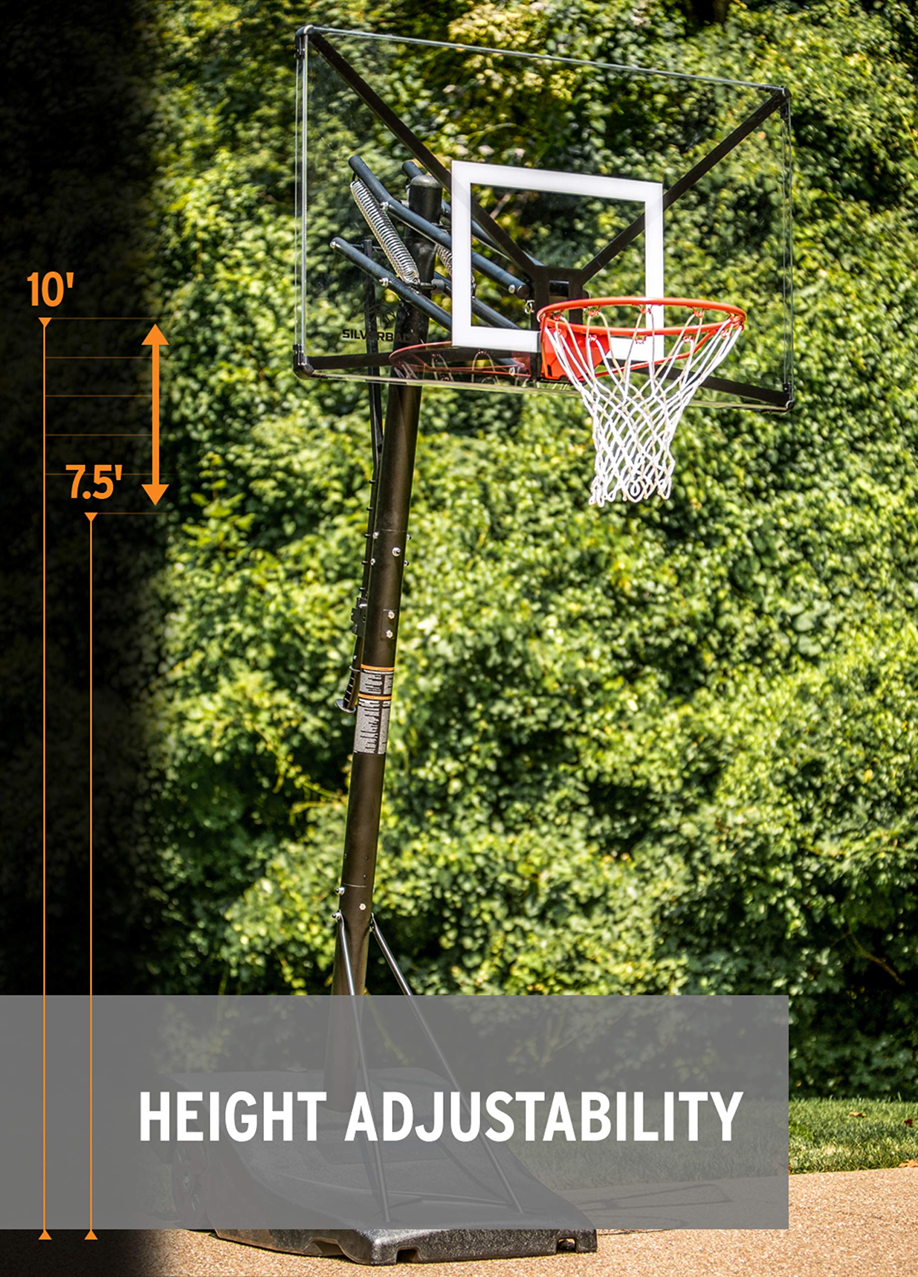 Silverback NXT Portable Adjustable 10ft Outdoor Basketball Hoop - 50" and 54" Basketball Goal Backboard Available - Assembles in 90 Minutes