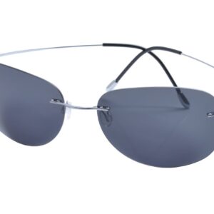 De Ding Mens rimless titanium polarized Sunglasses (silver, gray)