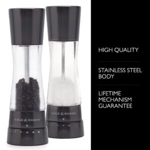 COLE & MASON Derwent Salt Grinder - Gunmetal Mill Includes Gourmet Precision Mechanism and Premium Sea Salt