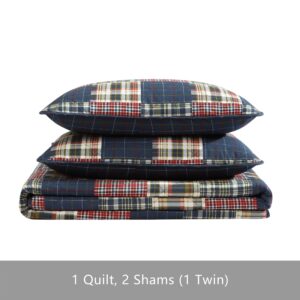 Eddie Bauer - King Quilt Set, Cotton Reversible Bedding with Matching Shams, Lightweight Home Decor for All Seasons (Madrona Navy/Red, King)