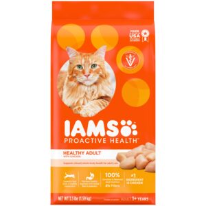 IAMS PROACTIVE HEALTH Adult Healthy Dry Cat Food with Chicken Cat Kibble, 3.5 lb. Bag