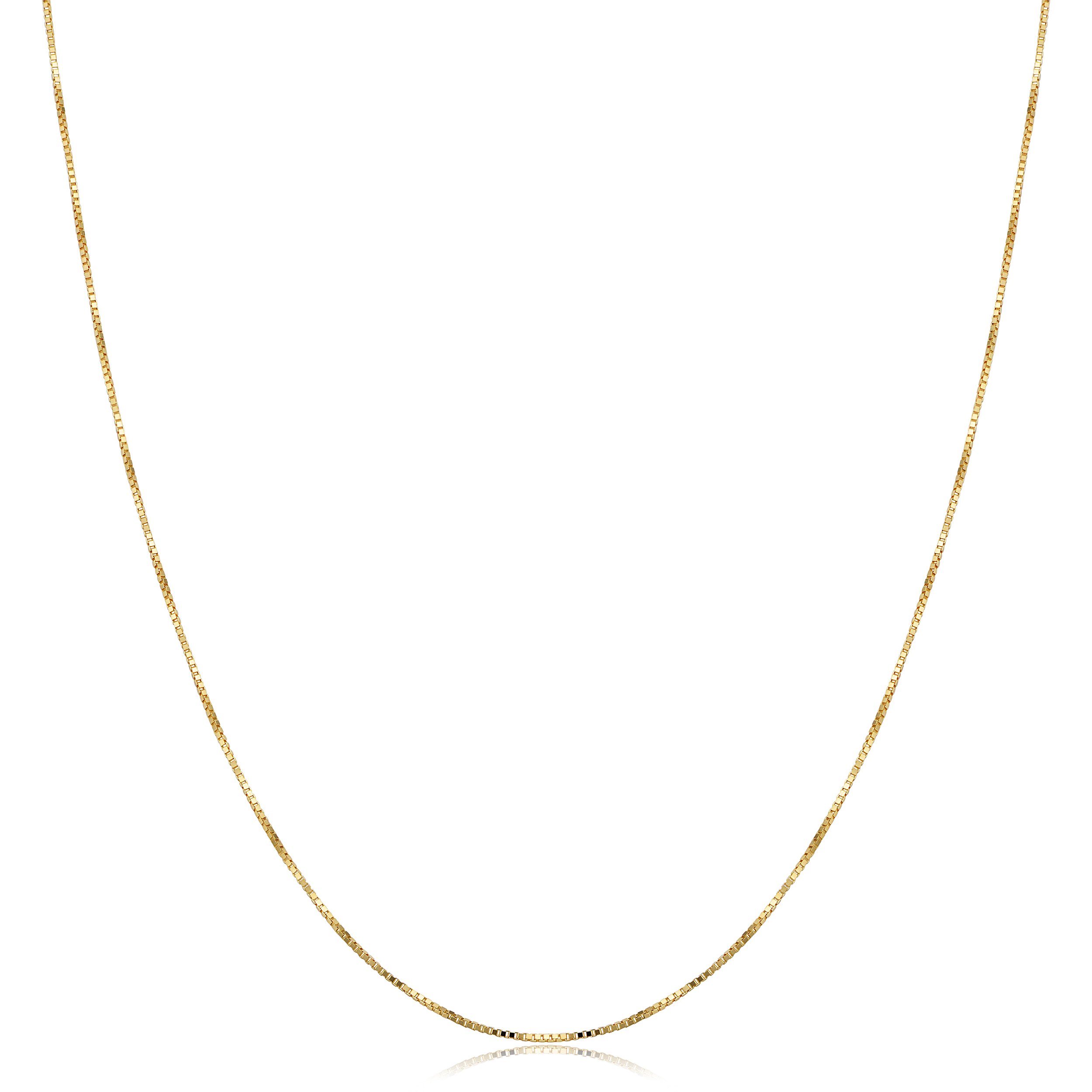 Kooljewelry 18k Yellow Gold Venetian Box Chain Necklace (0.5 mm, 20 inch)