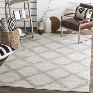 SAFAVIEH Adirondack Collection Accent Rug - 4' x 6', Ivory & Silver, Modern Trellis Design, Non-Shedding & Easy Care, Ideal for High Traffic Areas in Entryway, Living Room, Bedroom (ADR122B)