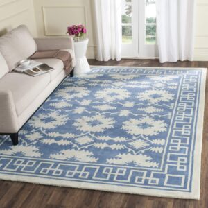 SAFAVIEH Bella Collection 8' x 10' Blue/Ivory BEL132A Handmade Premium Wool Area Rug