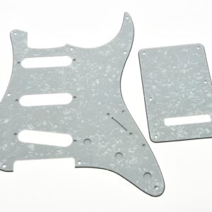 KAISH 11 Hole ST/Strat Style Pickguard SSS Pick Guard with ST Back Plate Tremolo Trem Cover for USA/Mexico Stratocaster/Strat White Pearl